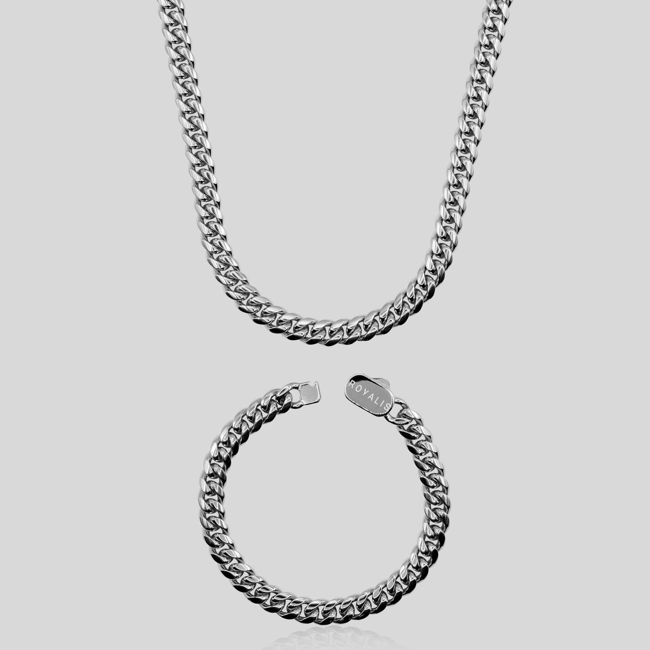 Cuban Chain (White Gold) 8mm Set – ROYALIS Melbourne